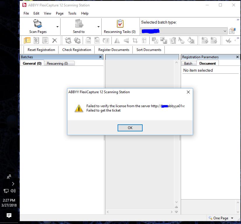 [FC12 Scan Station] 'Failed to verify license from the server ...