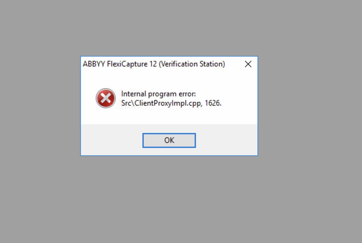 Internal Program Error In Abbyy Flexicapture12 Project Setup Station Help Center