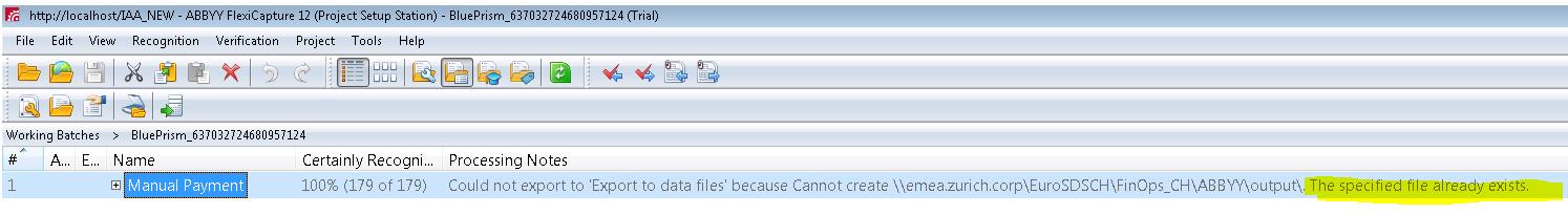 BluePrism/FlexiCapture VBO & Connector: Export issue – Help Center