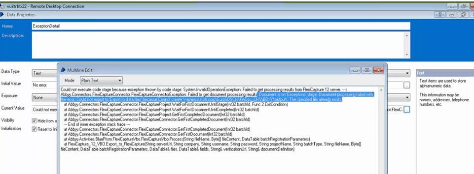 BluePrism/FlexiCapture VBO & Connector: Export issue – Help Center